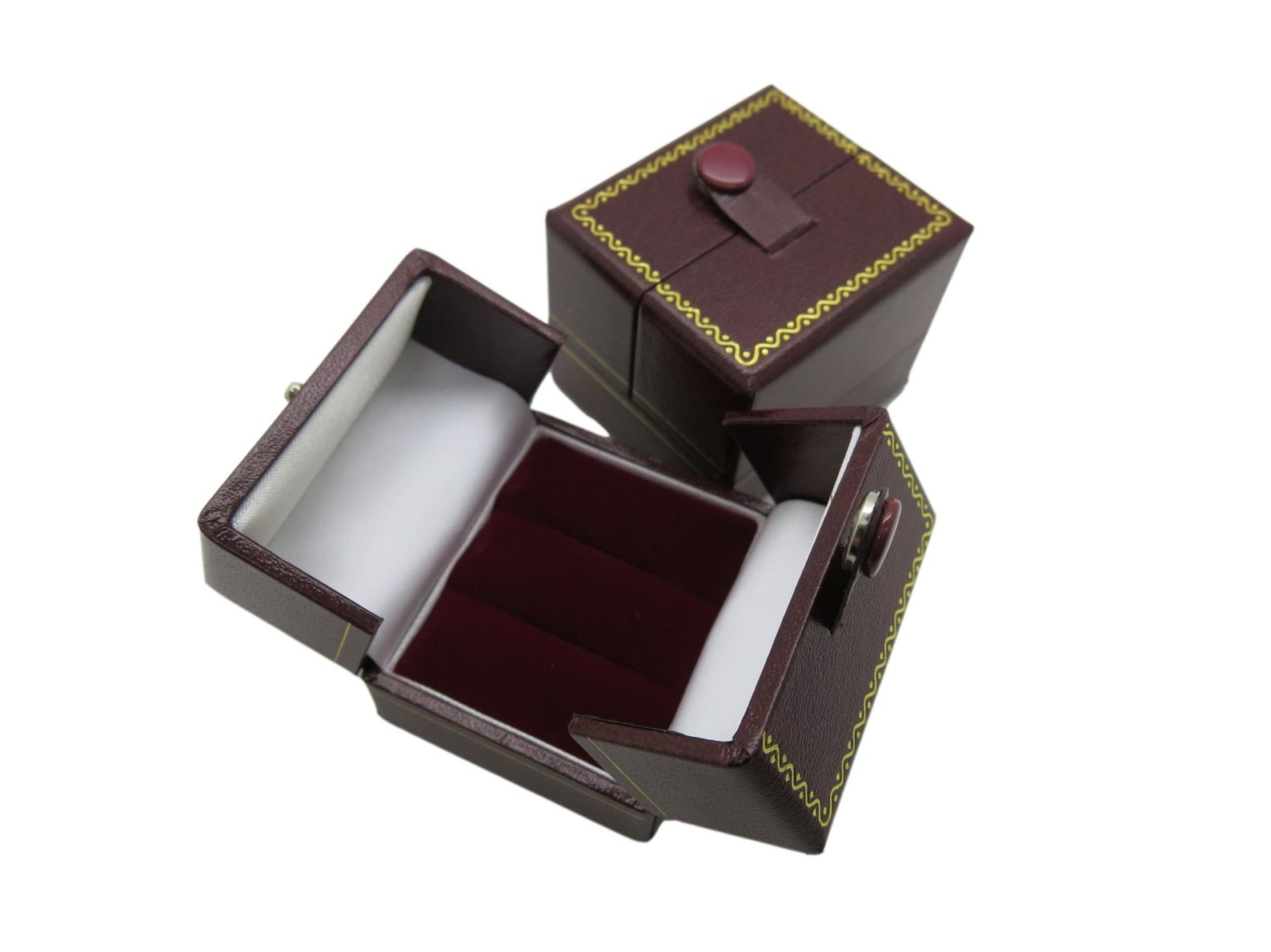 Double Ring Box Bride & Groom Burgundy Wedding Ring Bearer Box - Etsy UK