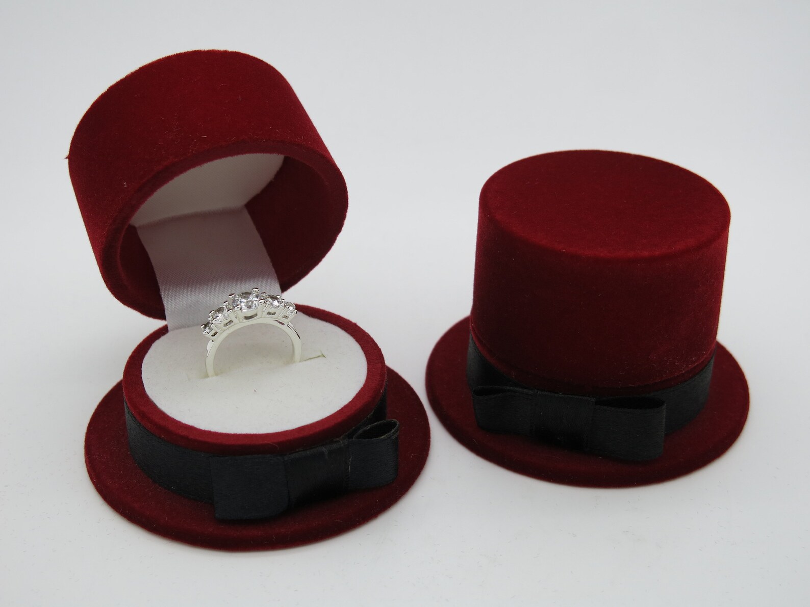 Velvet Top Hat Ring Gift Box Case Stud Earrings Charms Etc - Etsy UK