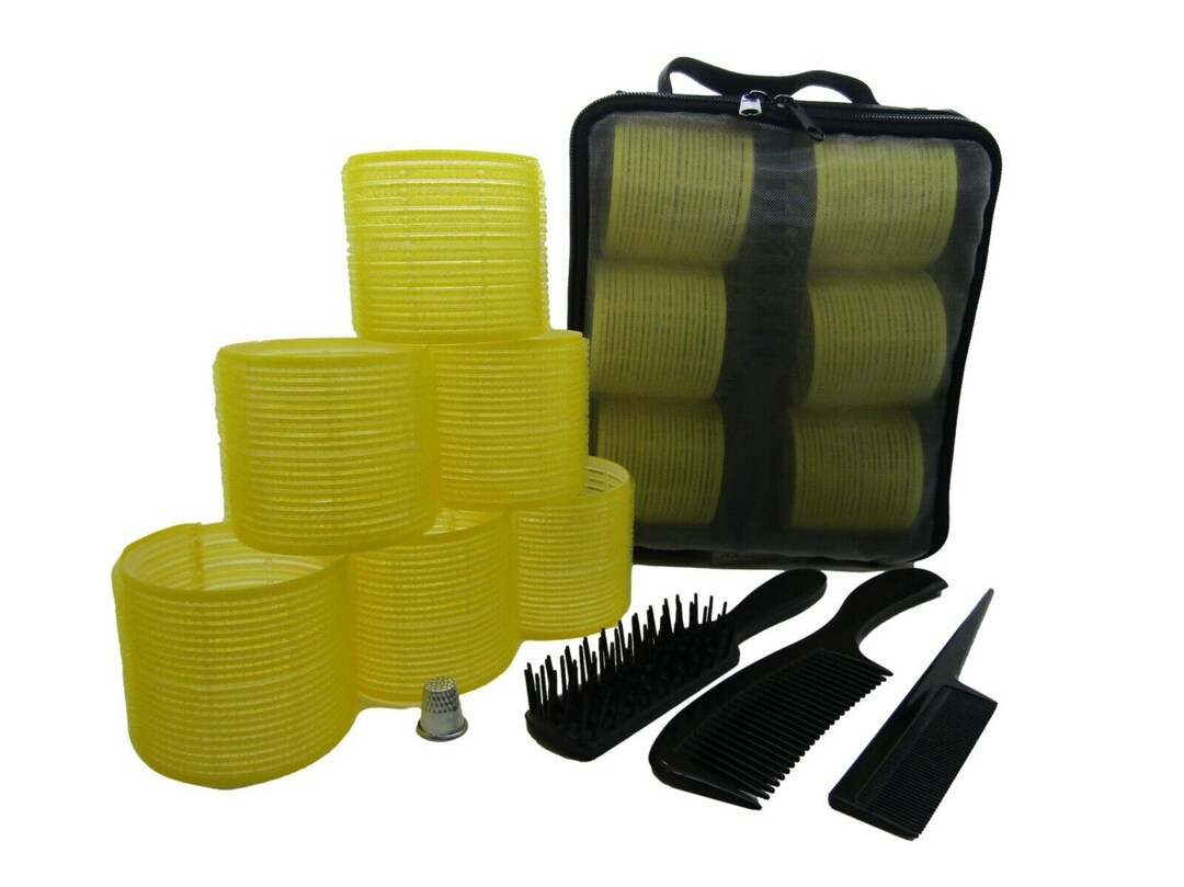 6 Huge XXL Jumbo Curl Cling Hair Rollers Set 70mm Brush Backcombing ...