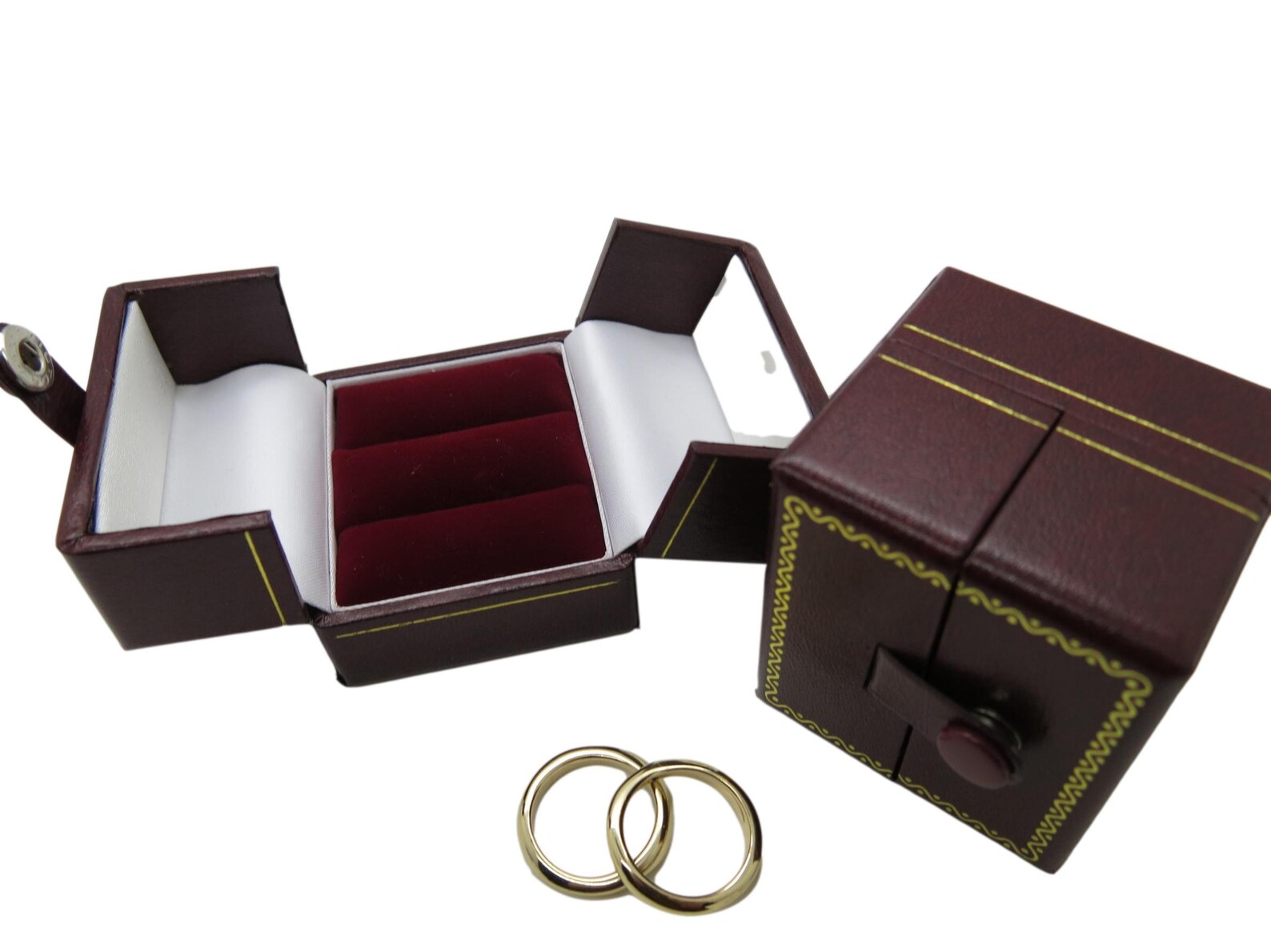 Double Ring Box Bride & Groom Burgundy Wedding Ring Bearer Box - Etsy UK