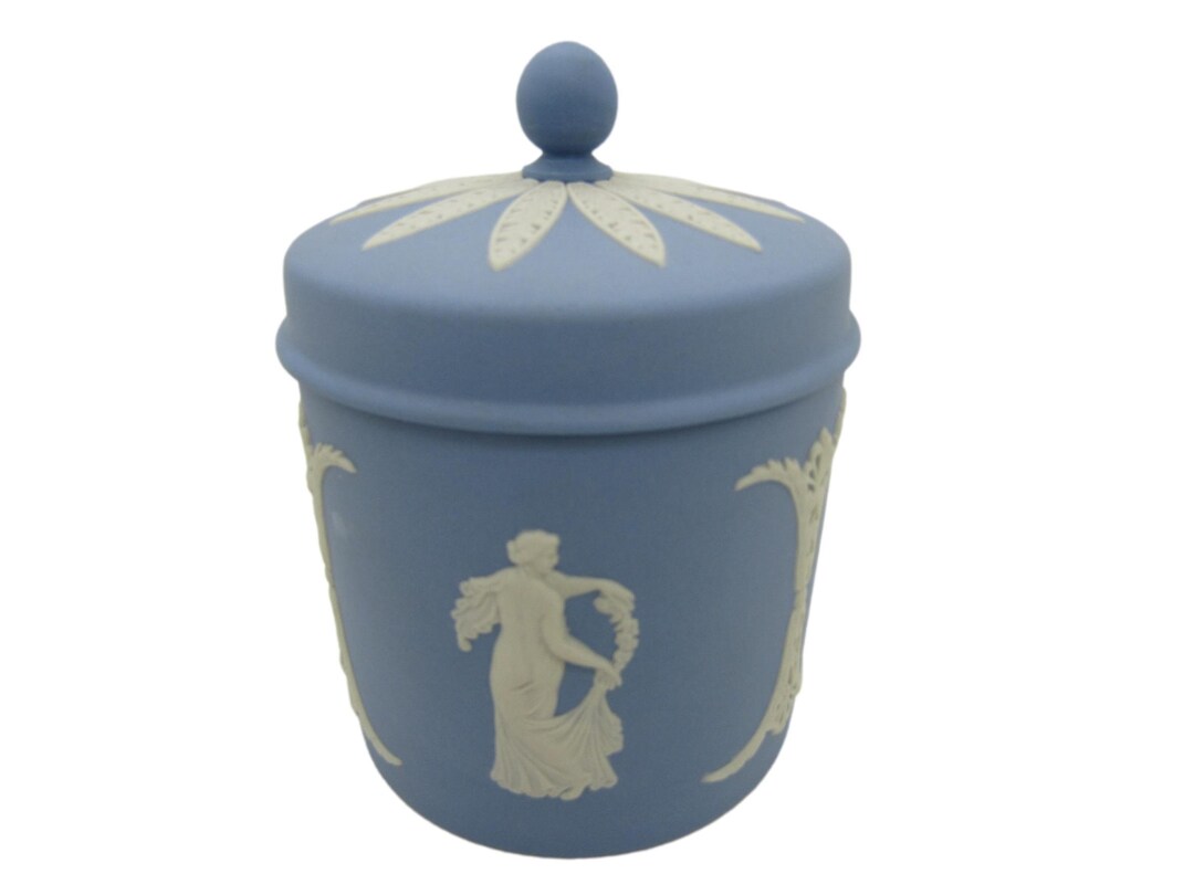 Wedgwood Dancing Hours Jar With Fern Lid Blue Jasperware - Etsy