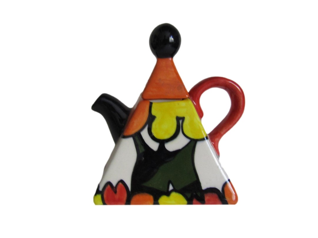 Crown Devon Tiger Trees Teapot Clarice Cliff Style Hand-painted by ...