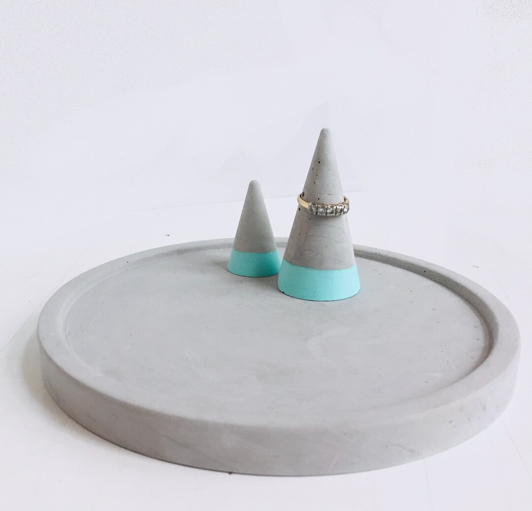 Round Concrete Tray 7.5 Inch/ Desk Tray / Key Tray / Jewelry Dish ...