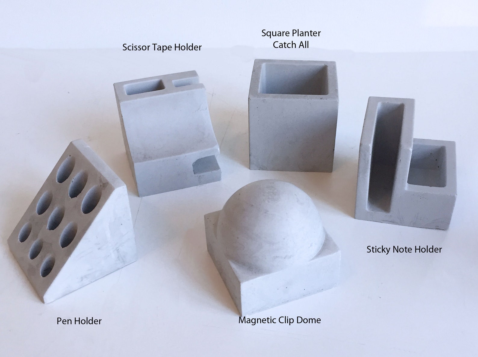 Decorative Concrete Desk Accessories Set of 5 | Etsy