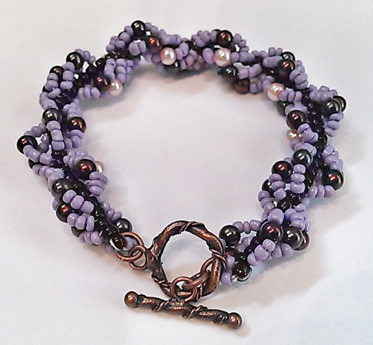 Spiral Rope Bracelet Purple and Wine Beadwork Bracelet - Etsy