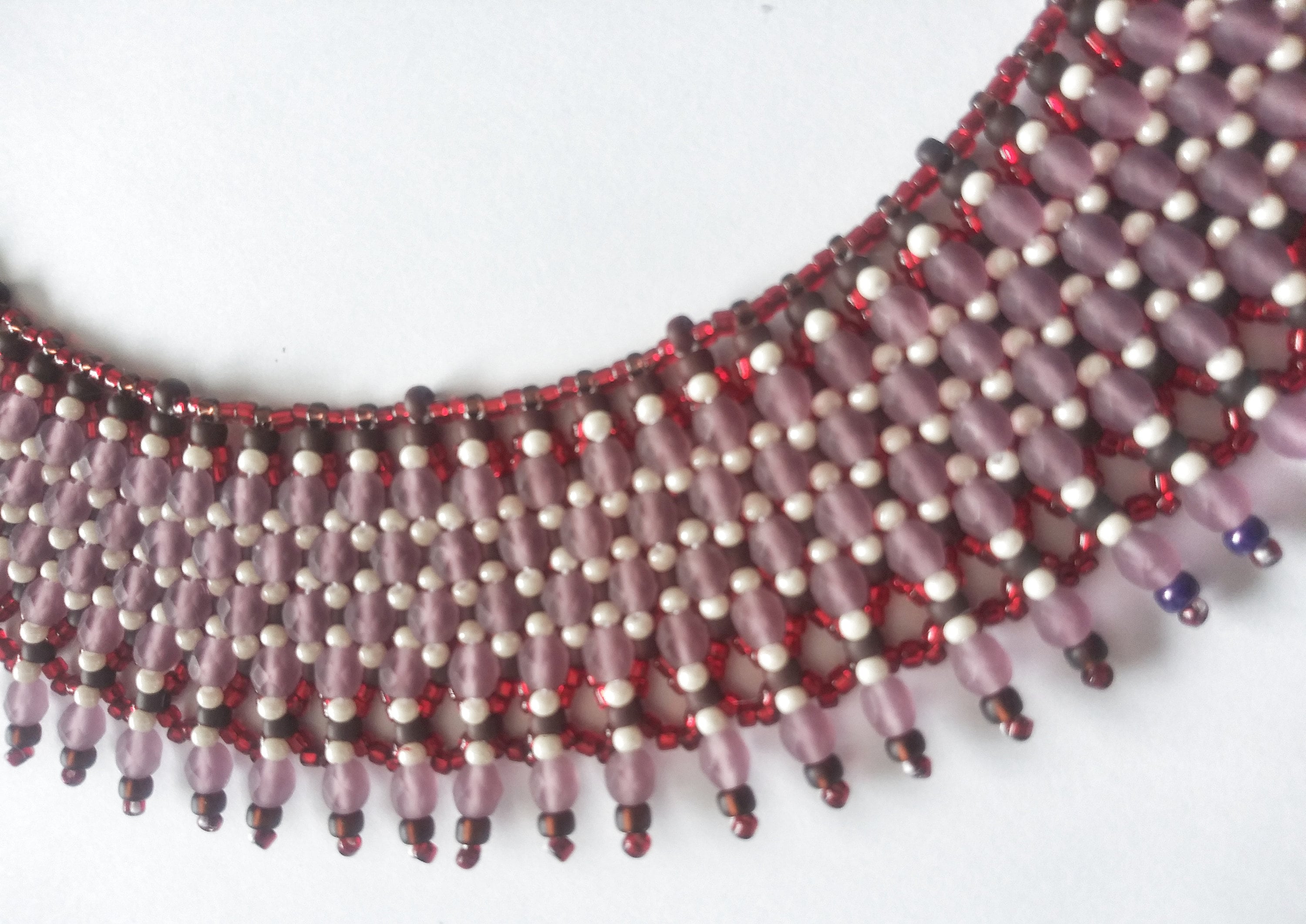 Red and Brown Regal Lace Necklace - Double Sided Red and Mauve ...
