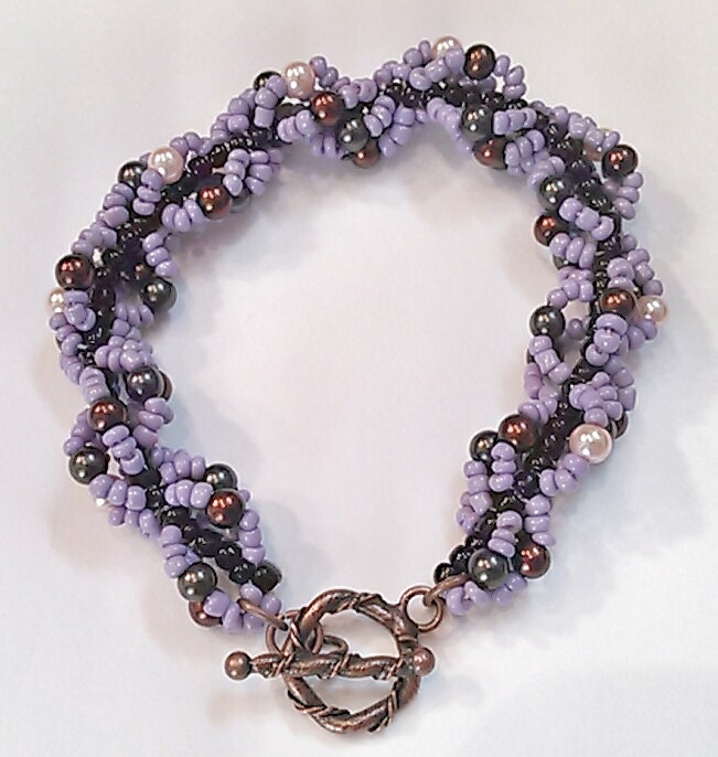 Spiral Rope Bracelet Purple and Wine Beadwork Bracelet - Etsy