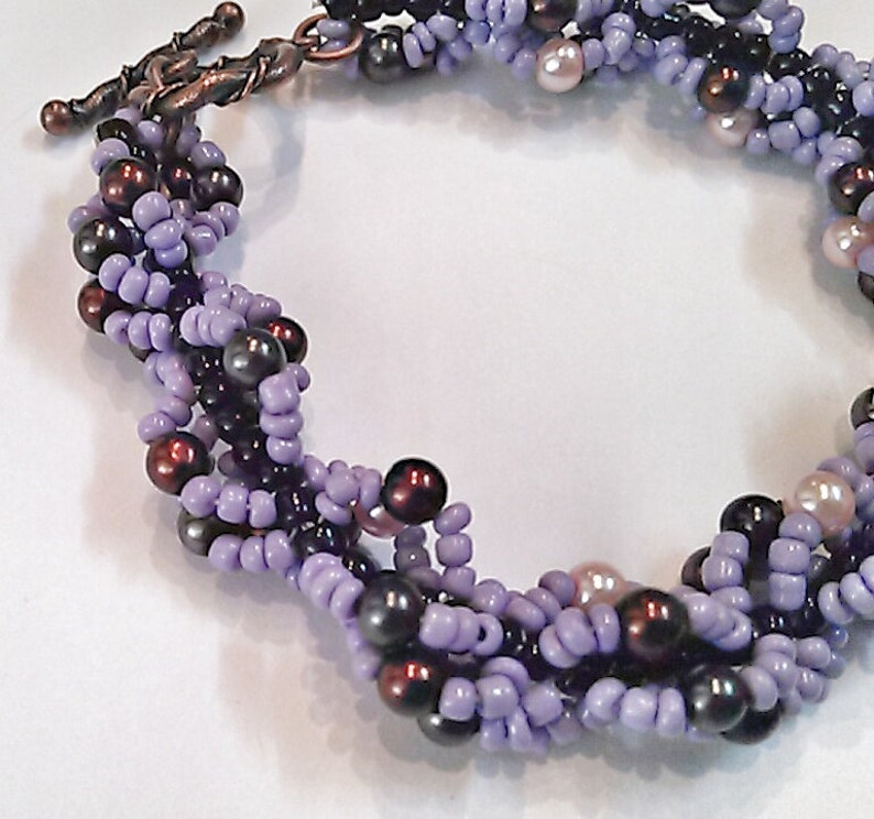 Spiral Rope Bracelet Purple and Wine Beadwork Bracelet - Etsy
