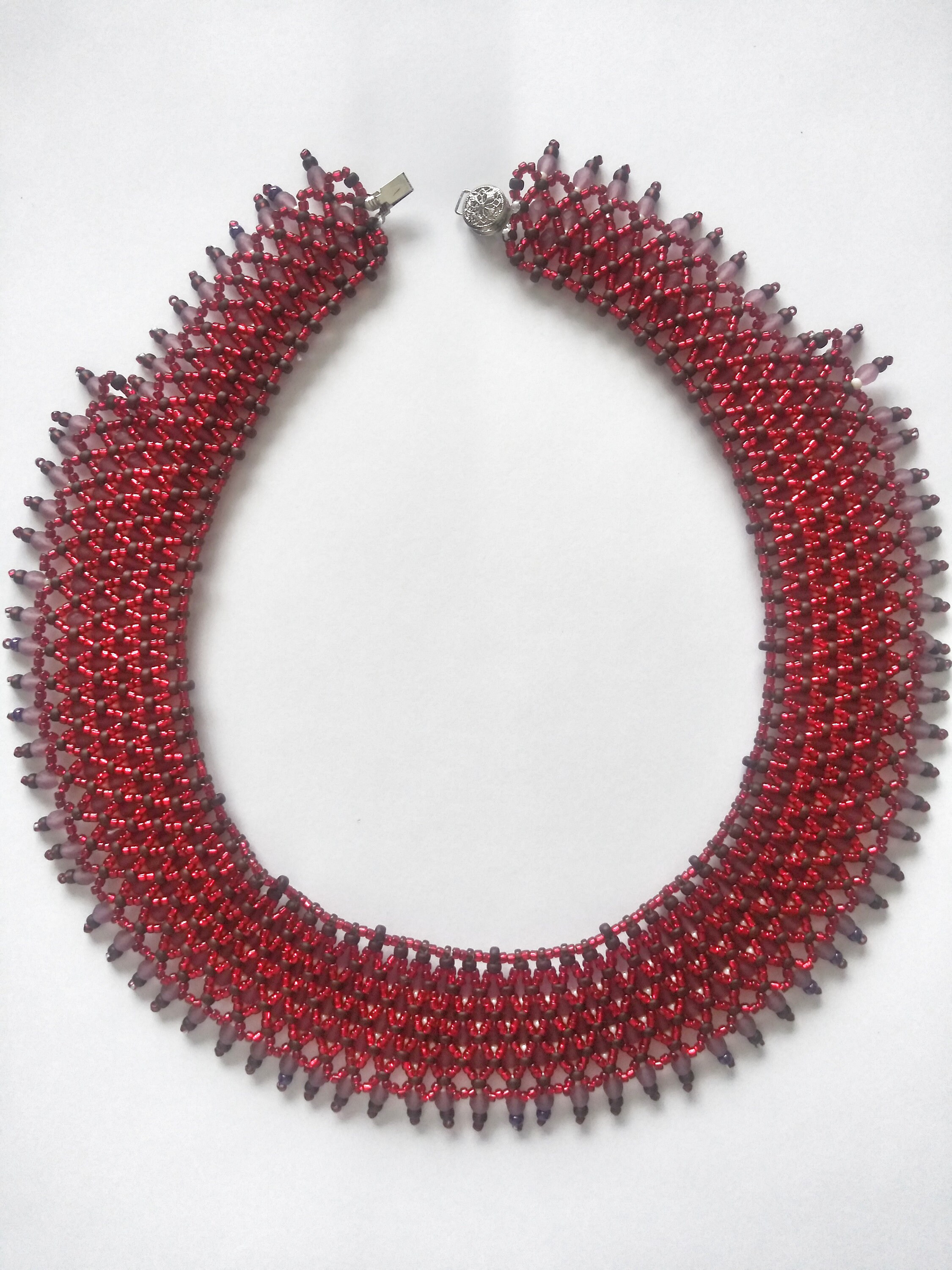 Red and Brown Regal Lace Necklace - Double Sided Red and Mauve ...