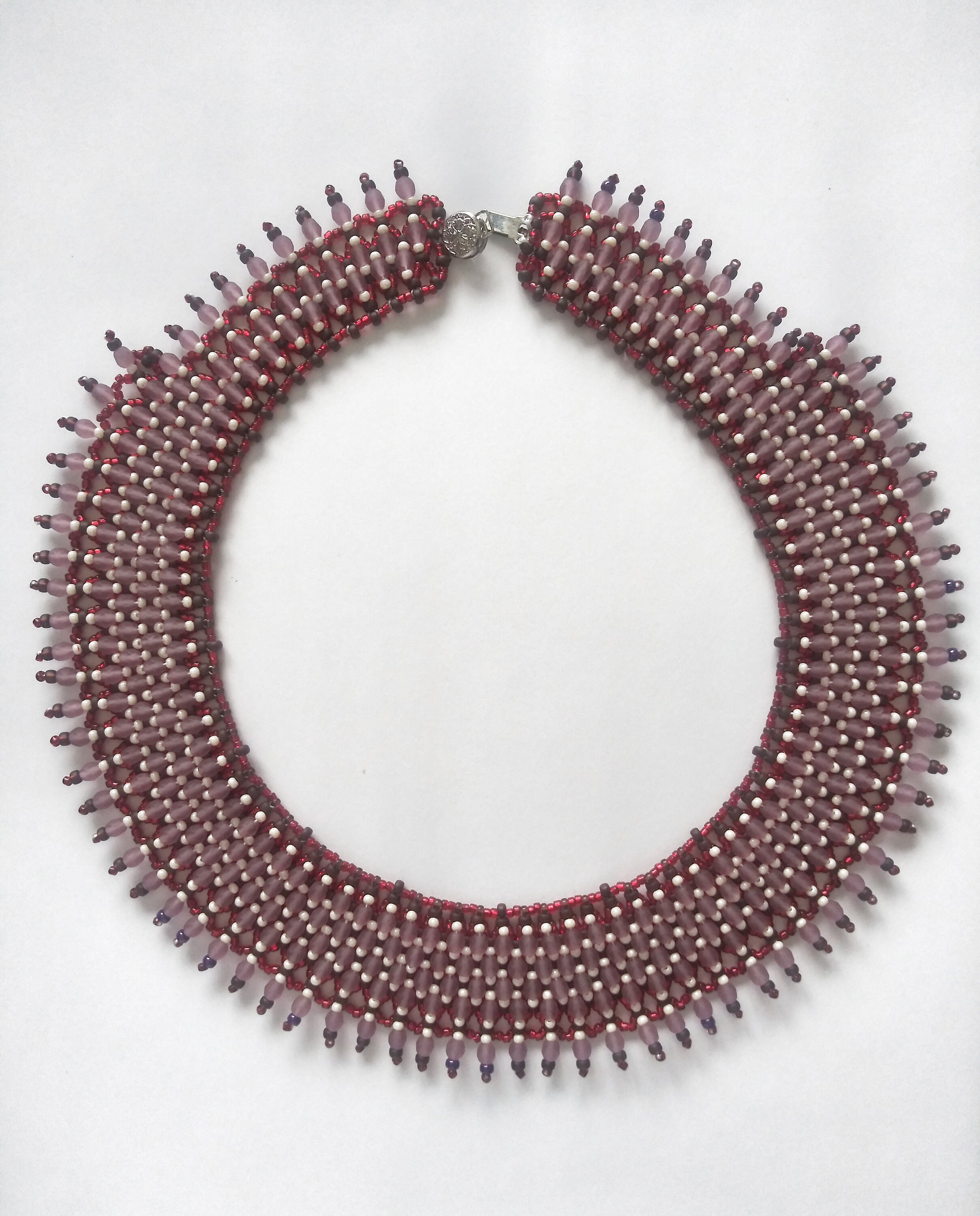Red and Brown Regal Lace Necklace - Double Sided Red and Mauve ...