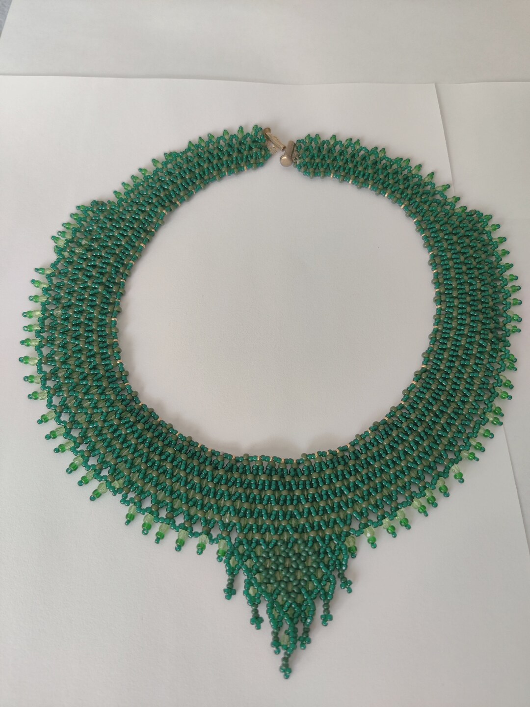 Green Regal Lace Necklace - Double Sided Green Statement Necklace - Bib ...