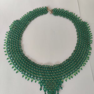 Green Regal Lace Necklace - Double Sided Green Statement Necklace - Bib ...
