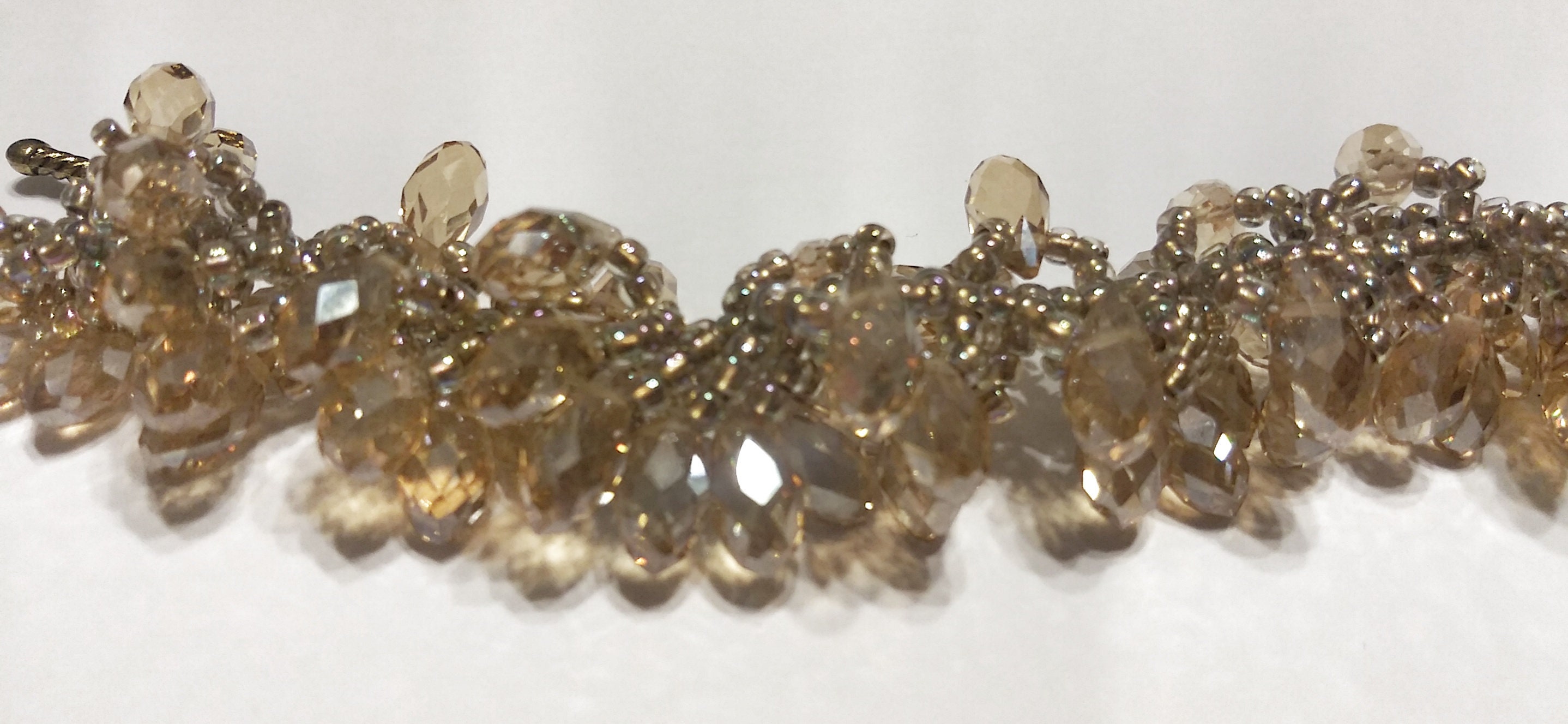 Gold Seed Bead Helix Patterned Bracelet - Gold Spiral Rope Design ...