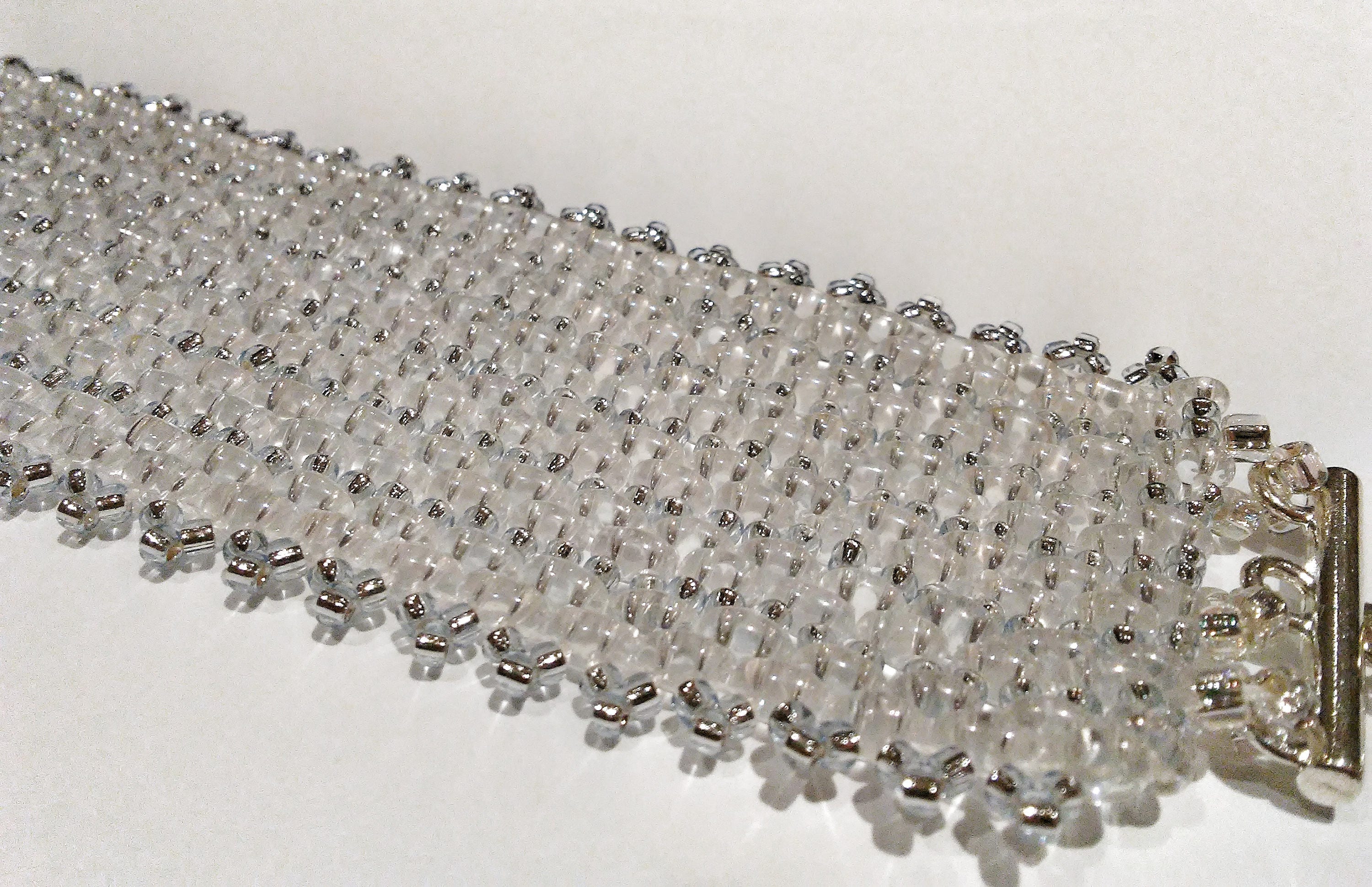 White Beadwork Bracelet Winter White and Silver Superduo - Etsy