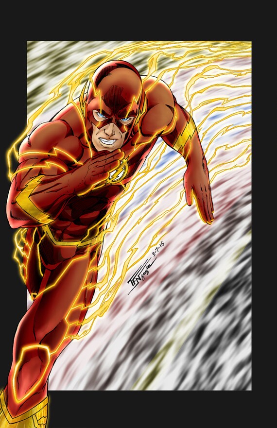 The Flash 17 x 11 Color Print Speed Force Run Barry Run | Etsy