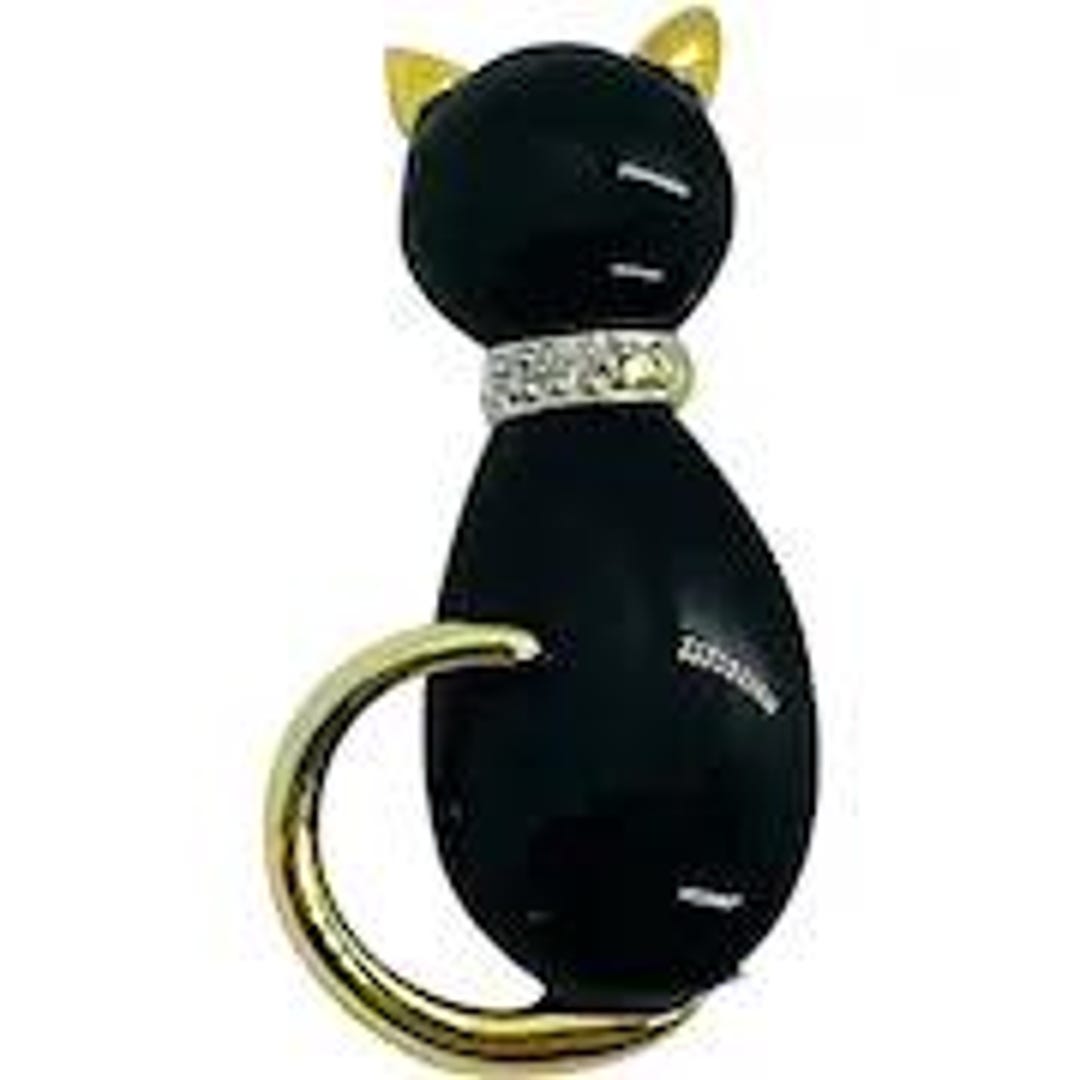 Estate Vintage Onyx & Diamond Cat Pin/brooch in 14K Gold - Etsy