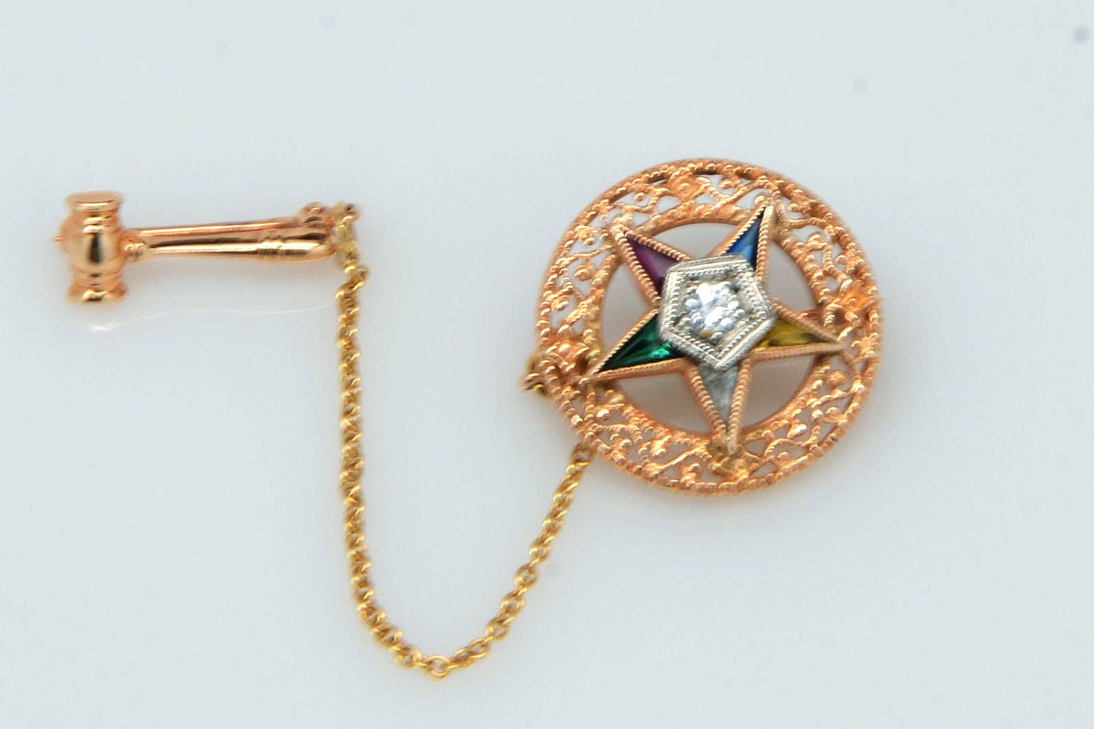 Order of the Eastern Star Masonic 14K Yellow Gold Pin With Past Matron ...