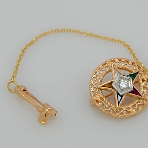 Order of the Eastern Star Masonic 14K Yellow Gold Pin With Past Matron ...