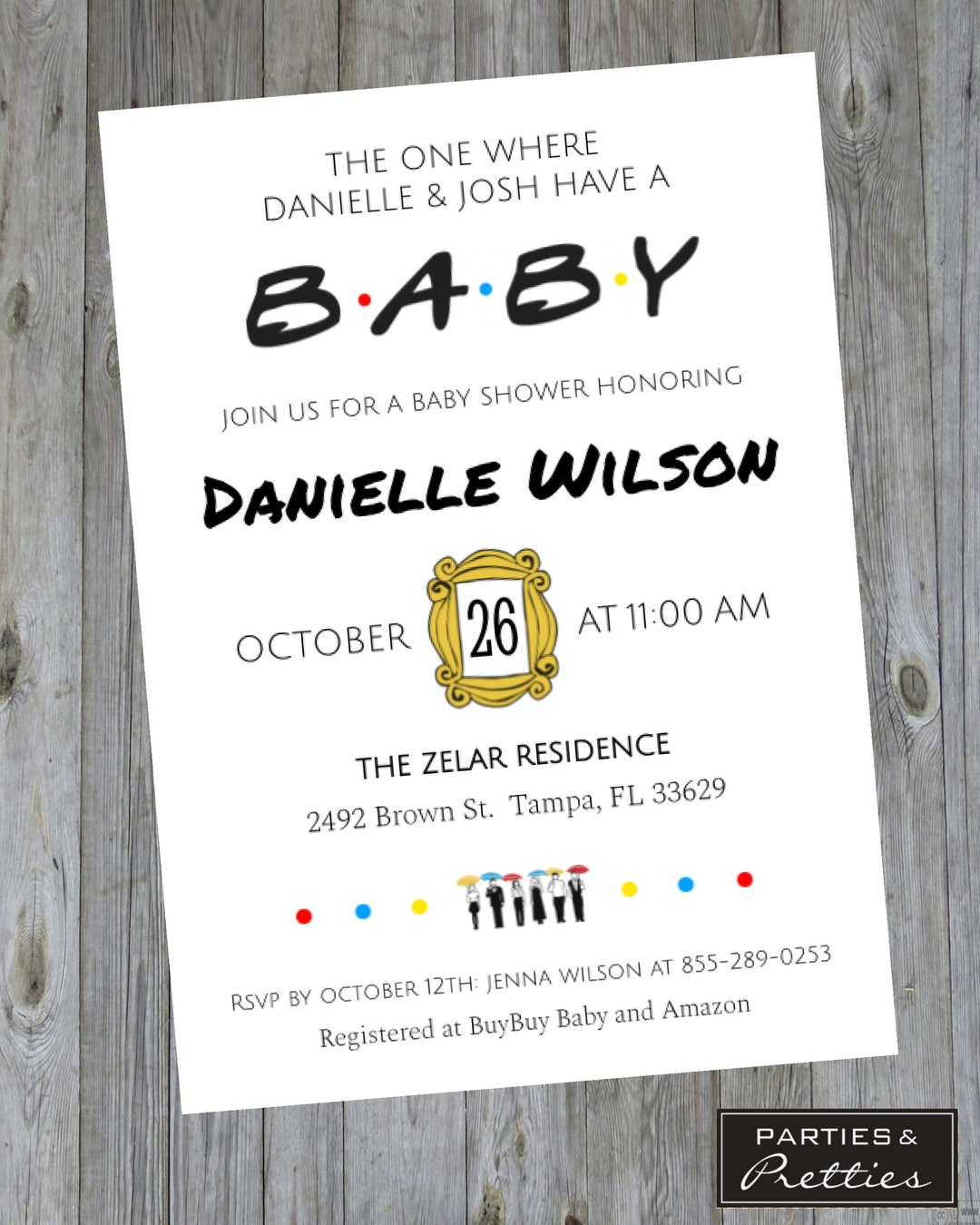 Baby Shower Invitation - Friends TV Show Theme - the One Where They Had ...