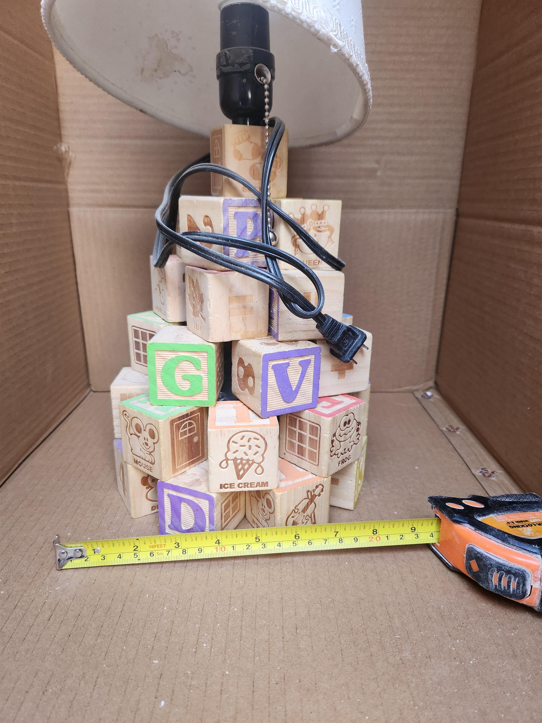 Child Lamp, ABC Building Blocks, 3D Art, Repurposed ABC Blocks, Baby ...