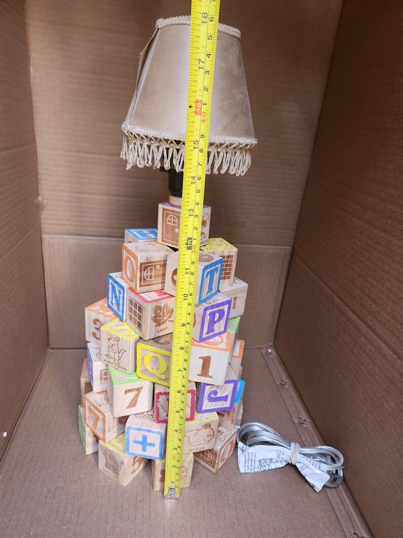 Child Lamp, ABC Building Blocks, 3D Art, Repurposed ABC Blocks, Baby ...