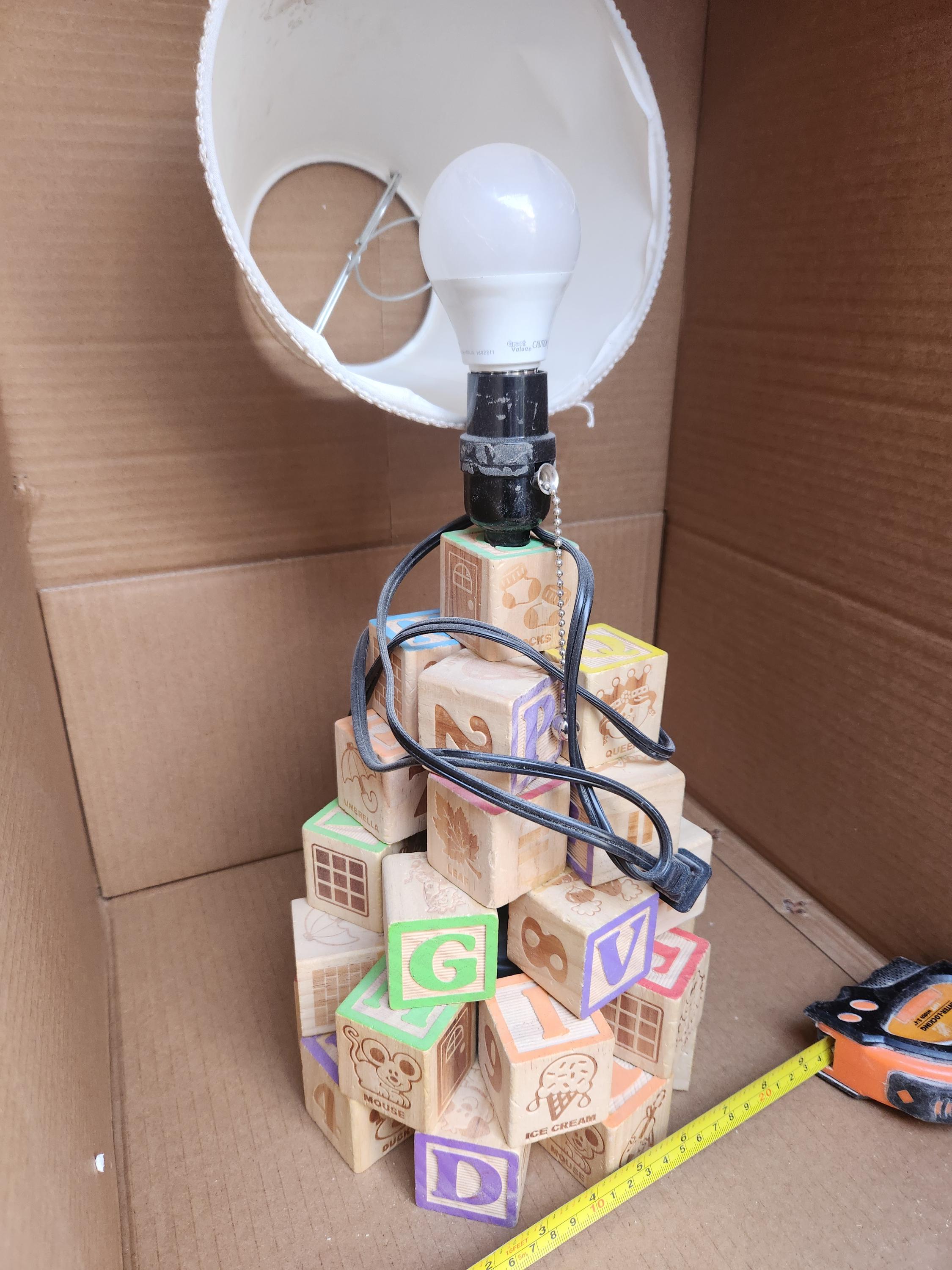 Child Lamp, ABC Building Blocks, 3D Art, Repurposed ABC Blocks, Baby ...