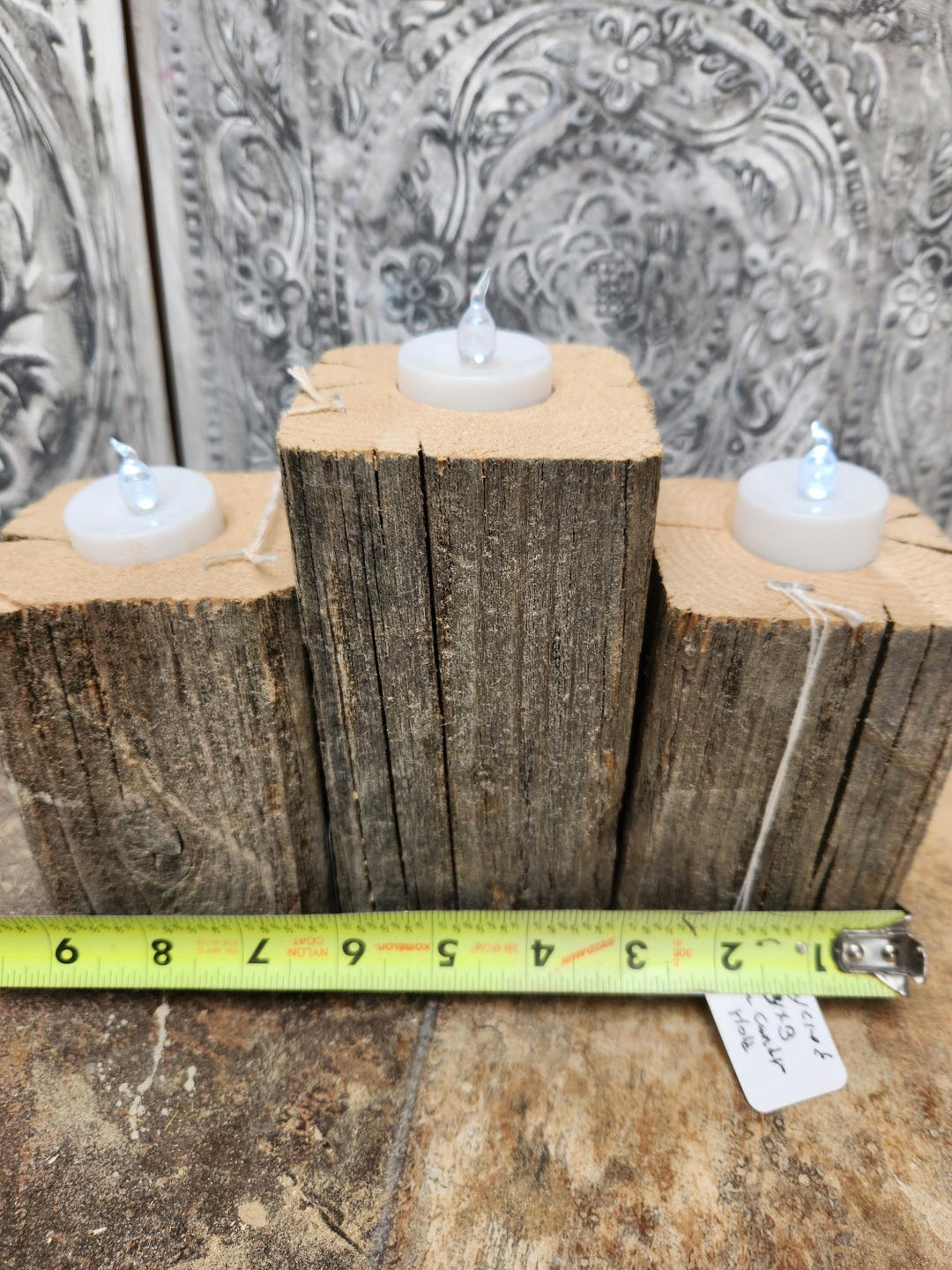 Candle/tea Light Holder Blocks Centerpiece, Mantle, Rustic, Table Decor ...