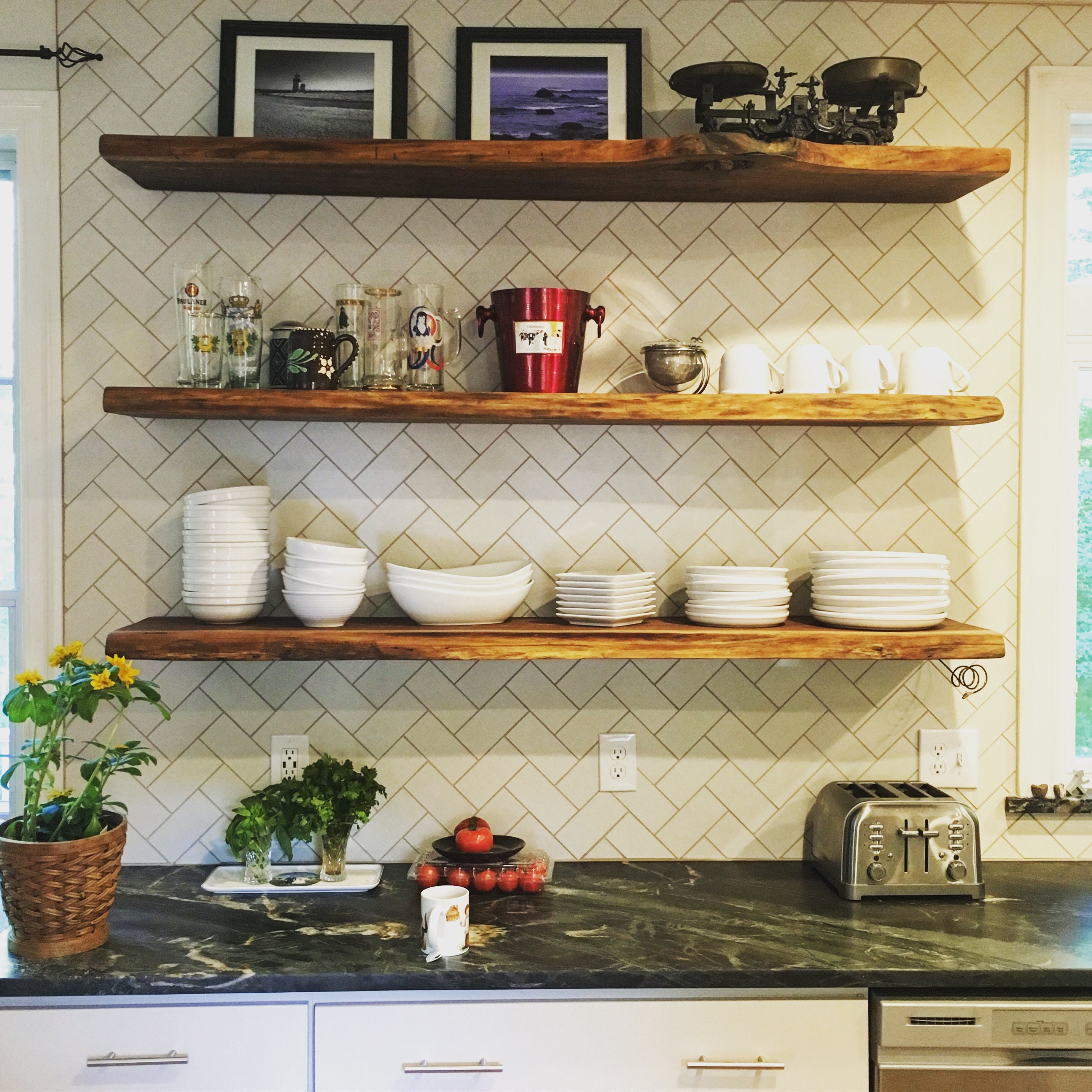 Wooden Kitchen Wall Shelves