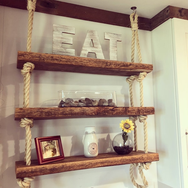 Hanging Rope Shelf - Etsy