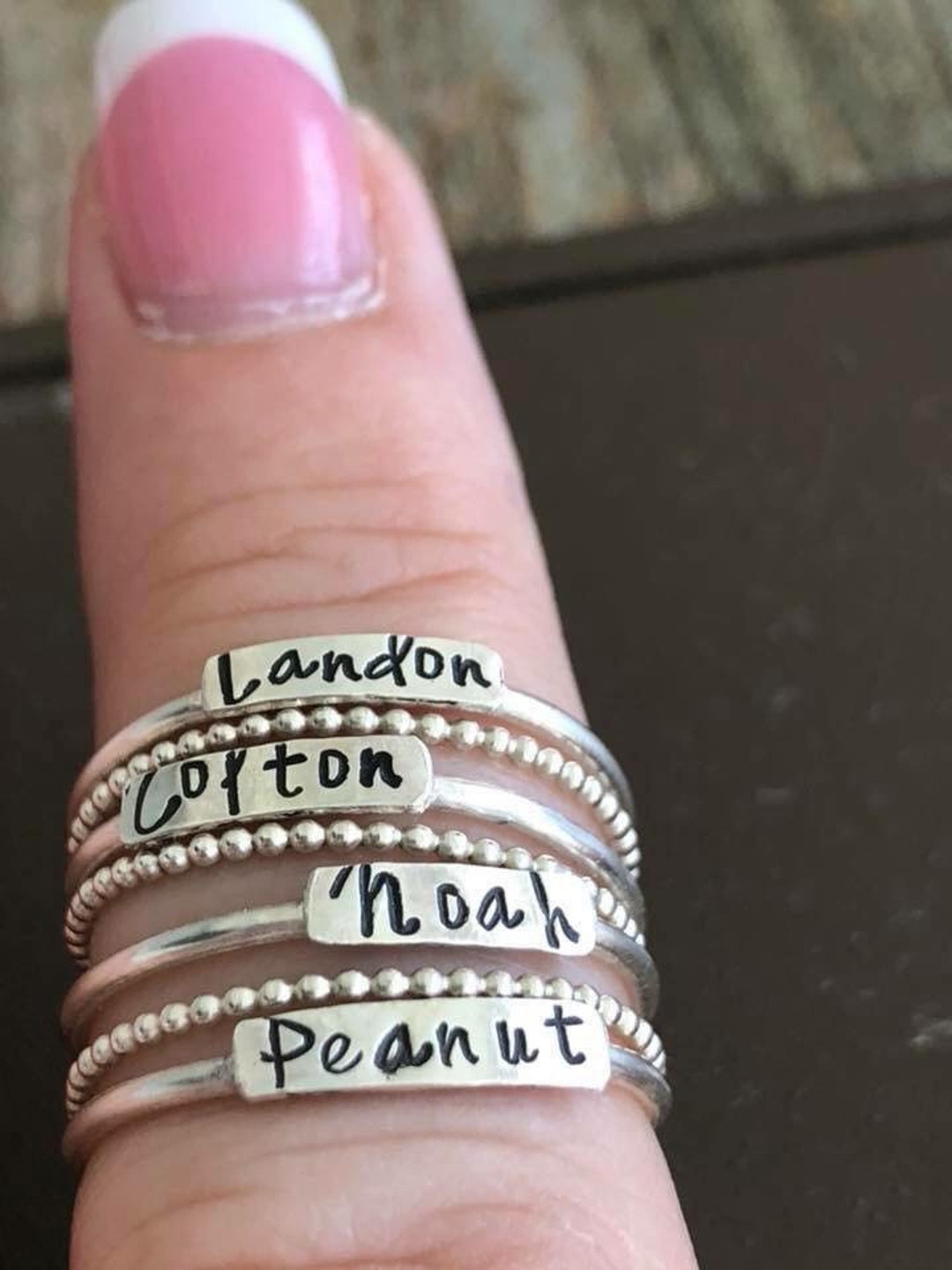 Stacked Name Rings | Personalized Stackable Ring| 925 Sterling Silver ...