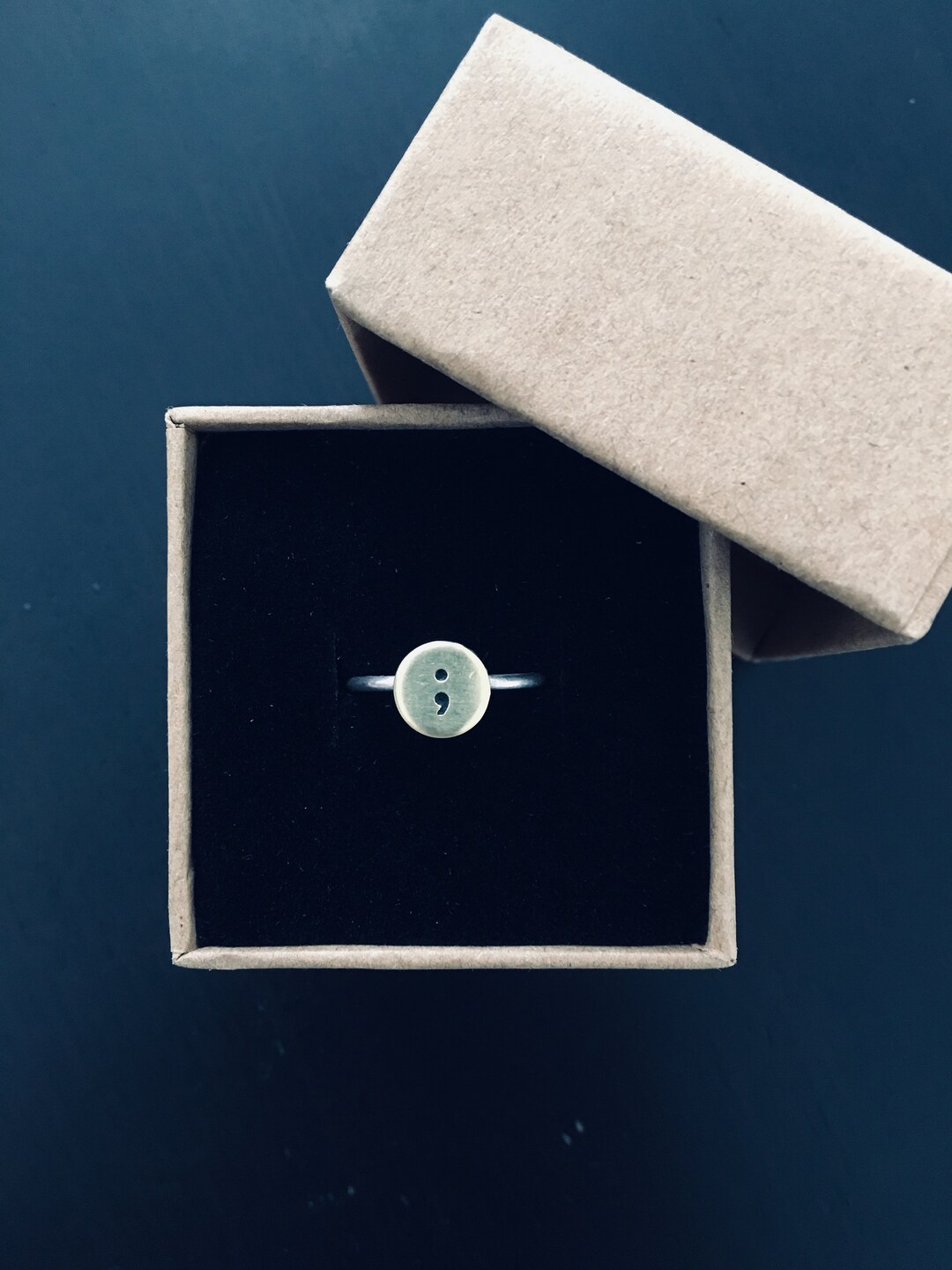 Small Semicolon Ring | Punctuation Ring | Survivor Jewelry| Round Comma ...