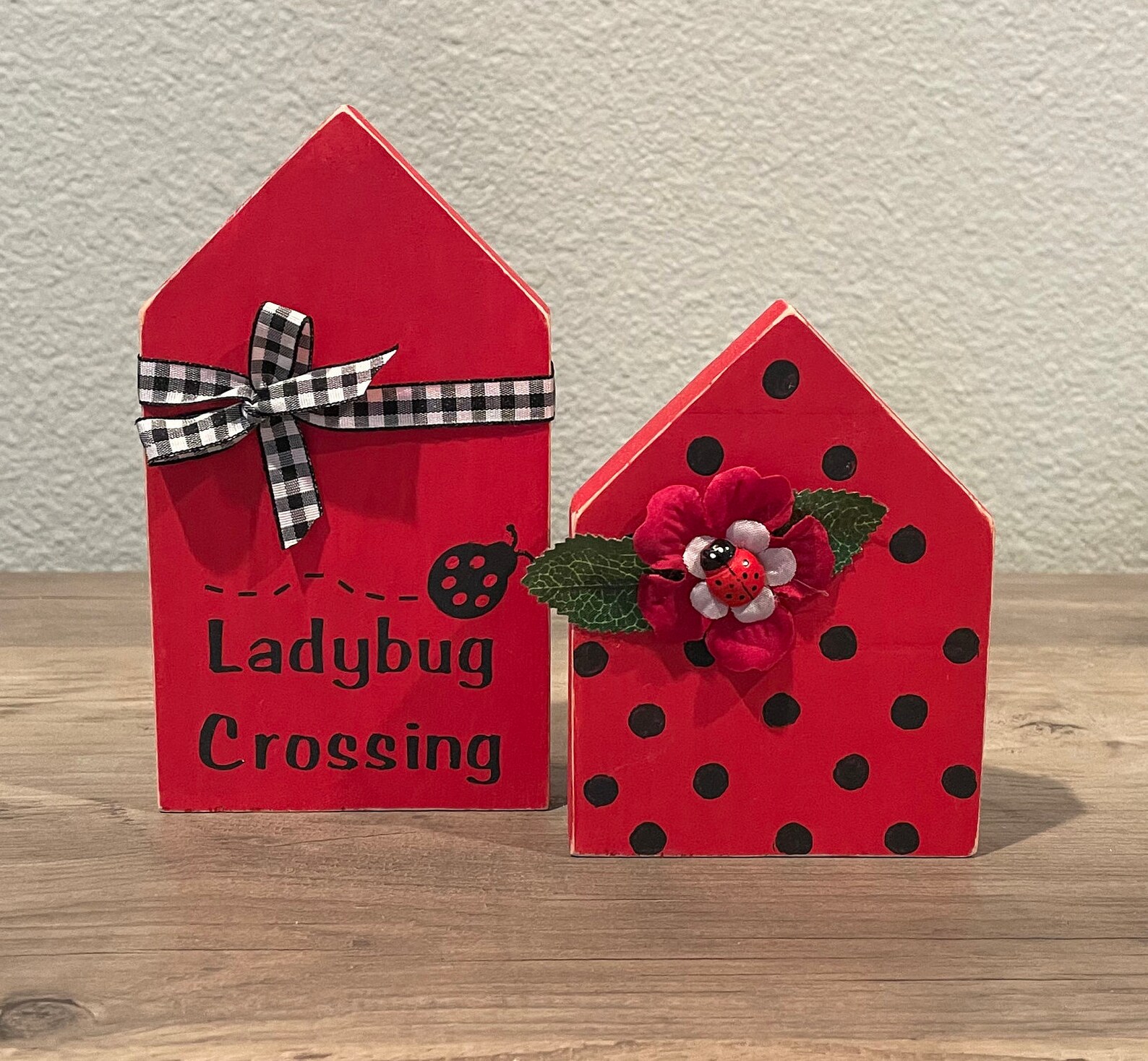 Ladybug Wood Houses Ladybug Tiered Tray Decor Ladybug Decor Red and ...