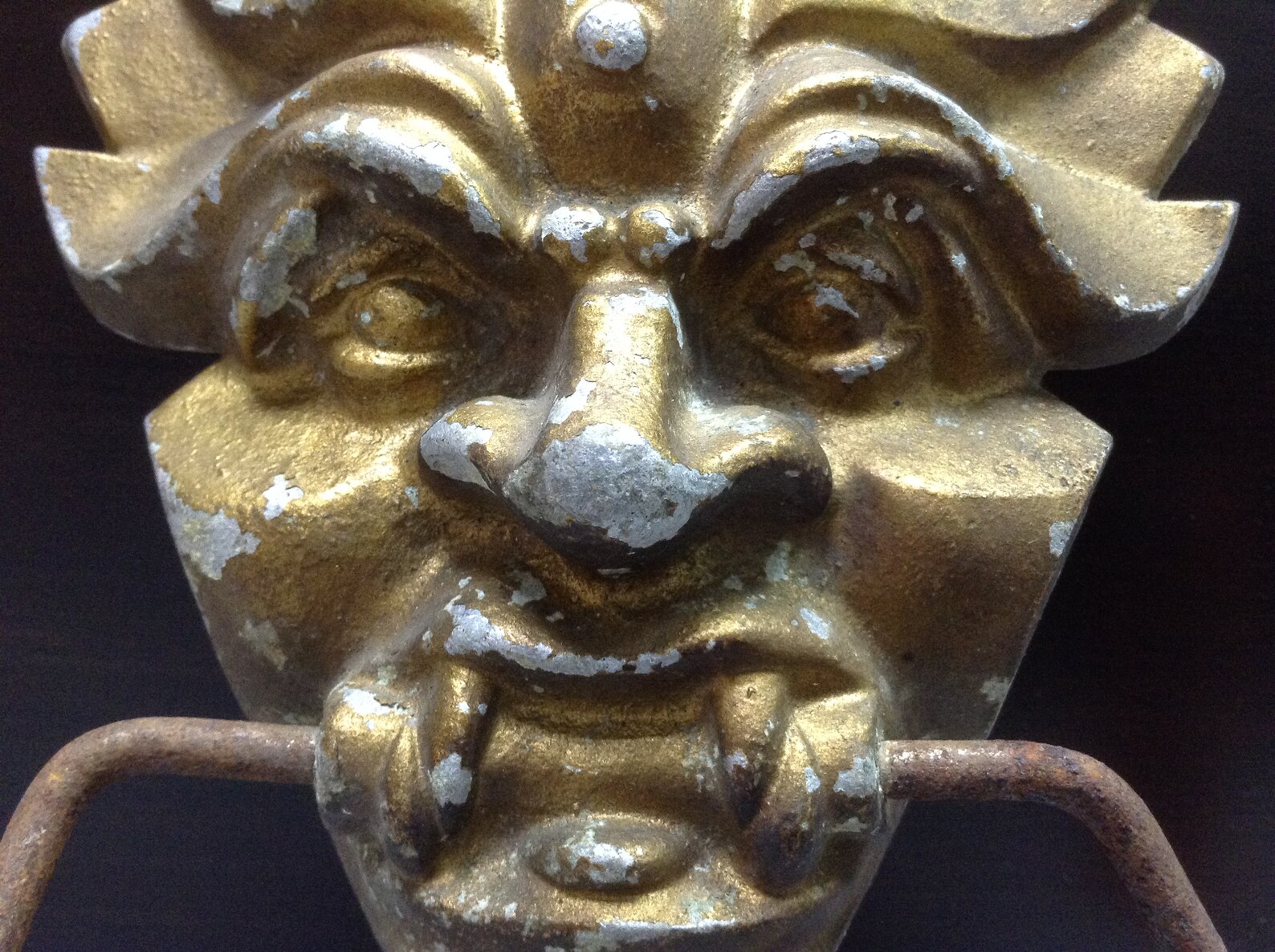 Vintage Devil Face Wall Mask Shabby Antique Gold Silver Metal | Etsy