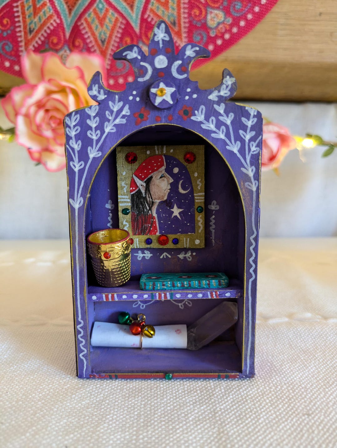 Fairy Offering Shrine. Purple. Folk Art Style. Unique Hand Painted Wood ...