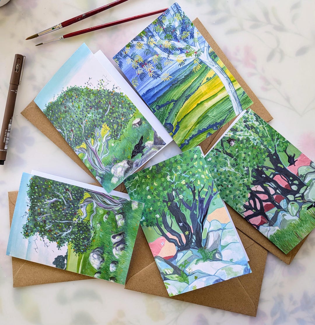 Set of 5 - Landscape Blank Card Notelets A6 Trees - Etsy