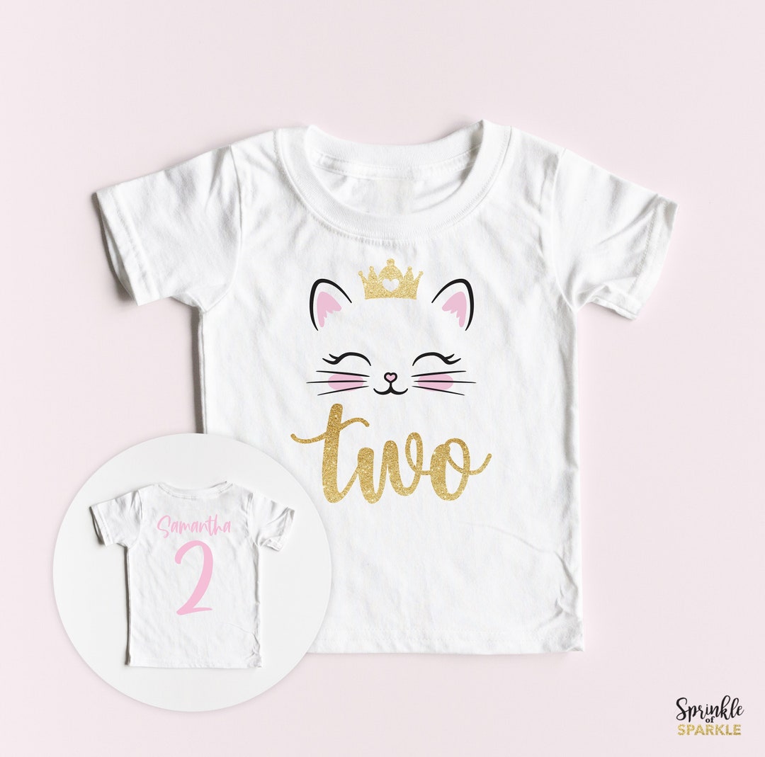 Cat Second Birthday Shirt - 2nd Cat Birthday Shirt - Crown Kitty Cat ...