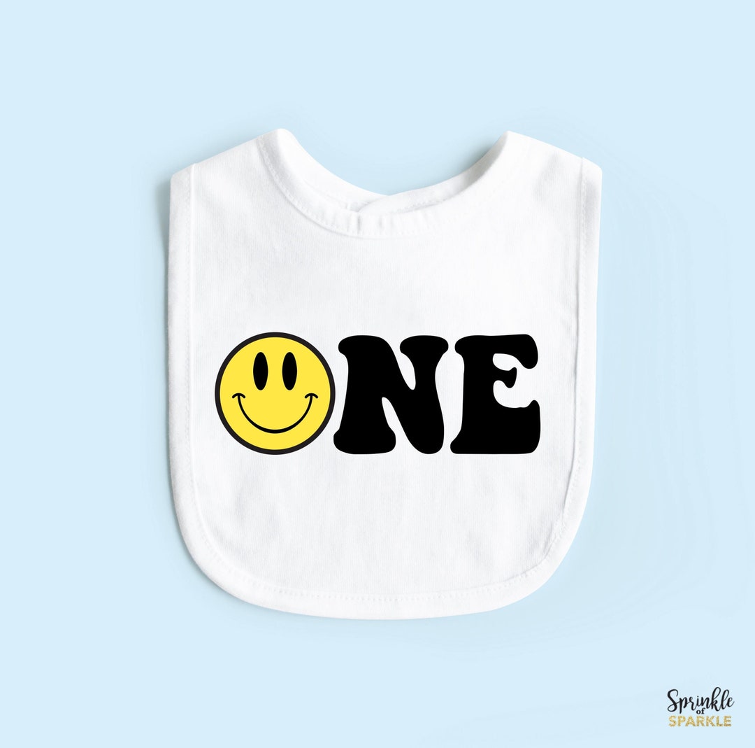One Smiley Face - Smiley Face First Birthday Bib - Yellow Smiley Face ...