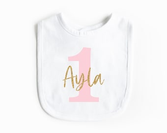 First Birthday Girl Bib Personalized With Baby Custom Name - Etsy