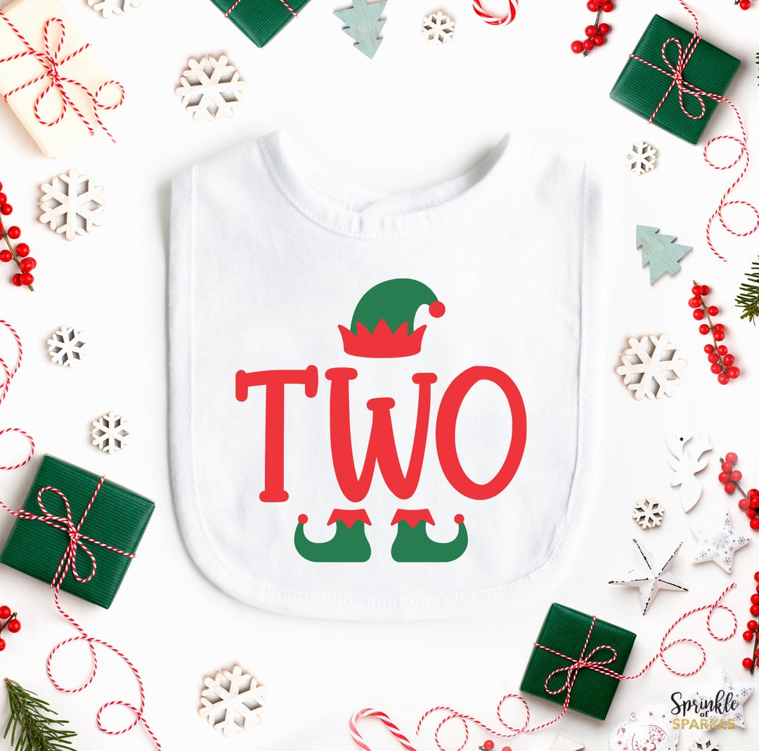 Elf Second Birthday Bib - Christmas Second Birthday Elf Bib - Two Boys ...