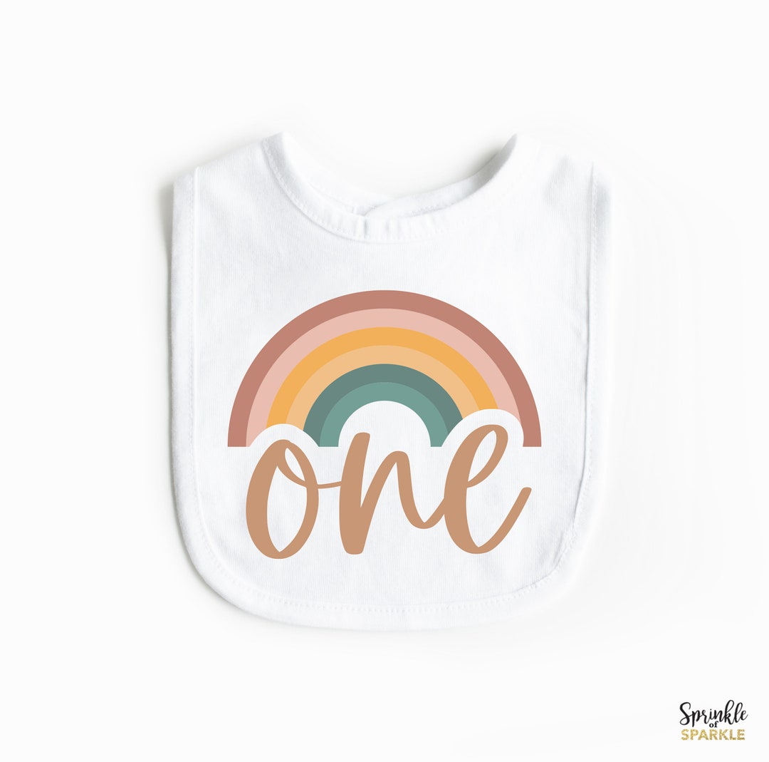 First Birthday Bib Boho Rainbow - 1st One Birthday Outfit - Infant Baby ...