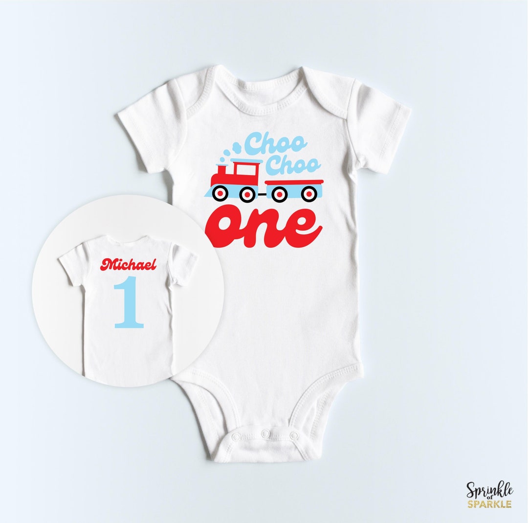 Choo Choo One First Birthday ONESIES® - Train Themed Birthday Bodysuit ...
