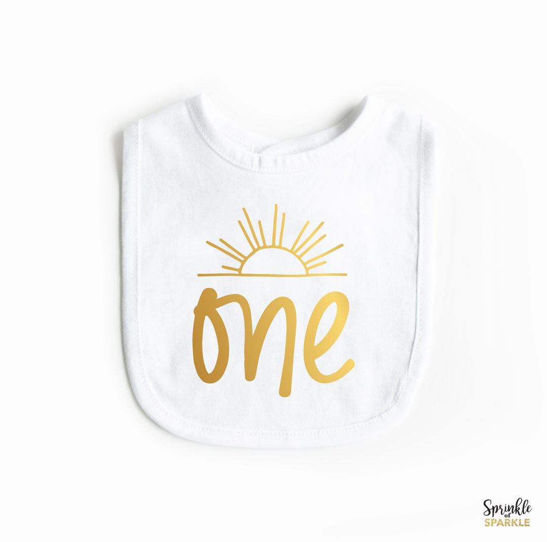 Boho One Sun Gold Foil First Birthday Bib - 1st One Birthday Outfit ...