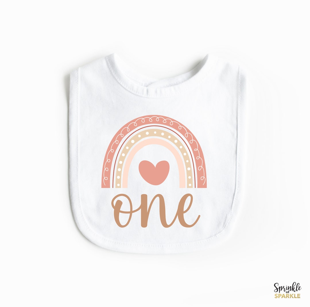 First Birthday Bib Boho Rainbow - 1st One Birthday Outfit - Infant Baby ...