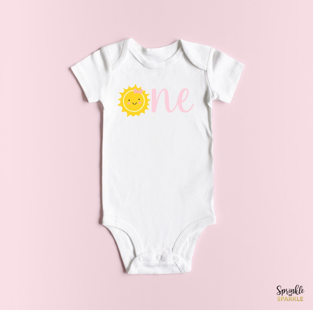 One Sun Pink Bow - You Are My Sunshine First Birthday Outfit ONESIES ...