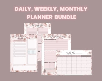Watercolor Planner Bundle Printable Daily Weekly Monthly Blank Planner ...