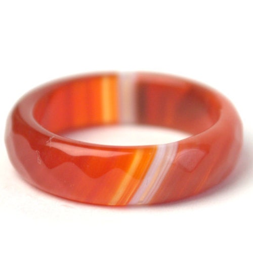 Bright Orange Carved Stone Bands Carnelian Agate Solid Stone | Etsy