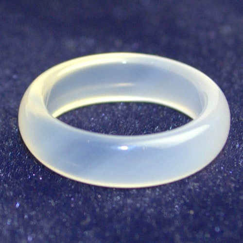 Gray Clear Agate Solid Stone Band Rings Size 5 6 7 8 9 Carved - Etsy