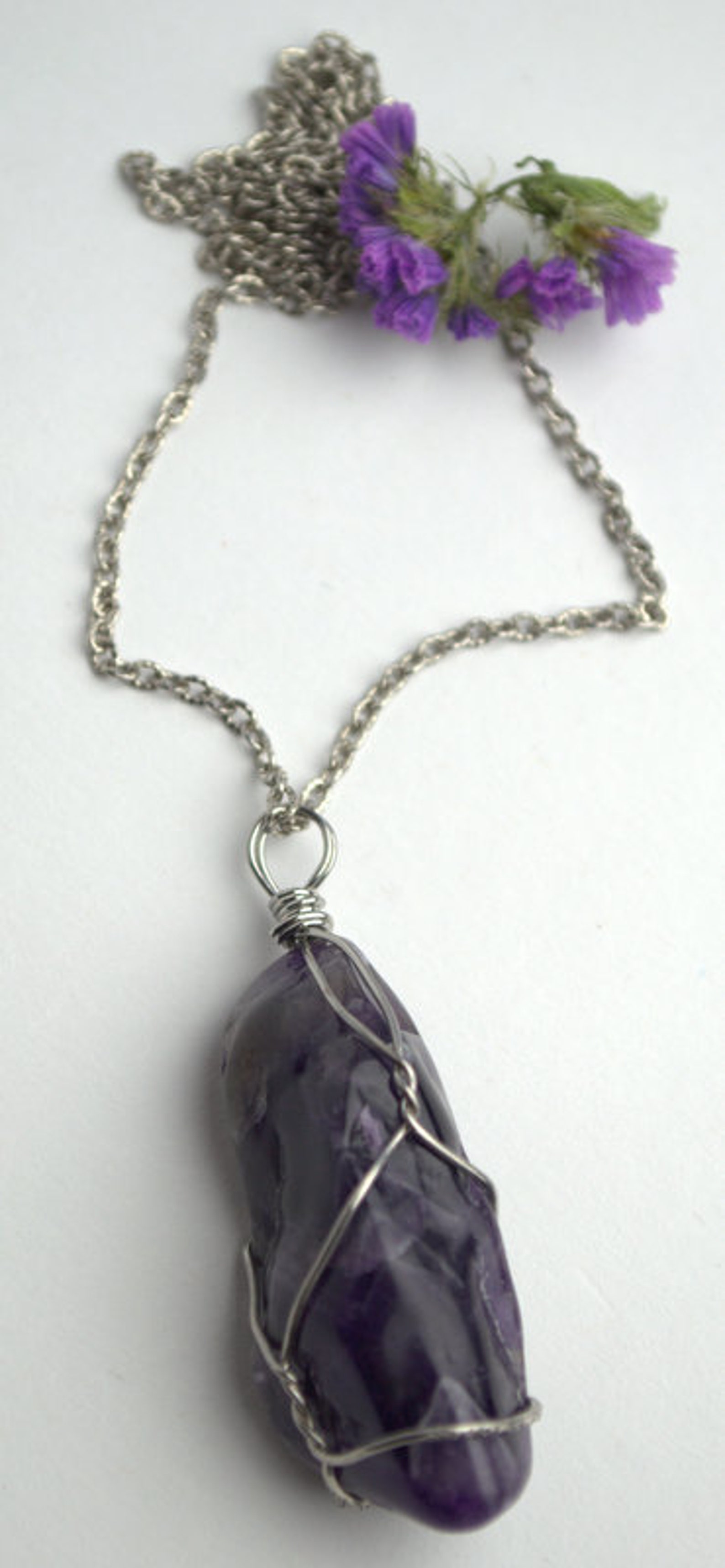 Natural Raw Amethyst Pendant Necklace Purple Stone Amethyst | Etsy