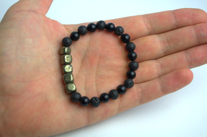 Mens onyx pyrite bracelet Protection success men talisman | Etsy