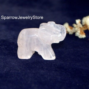 Rose Quartz Carved Lucky Elephant Gemstone Carving Spiritual Gift ...